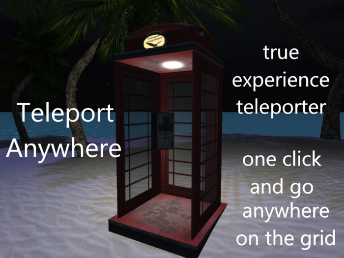 Second Life Marketplace - Teleport Anywhere phone booth teleporter Second Life Marketplace - Teleport Anywhere phone booth teleporter